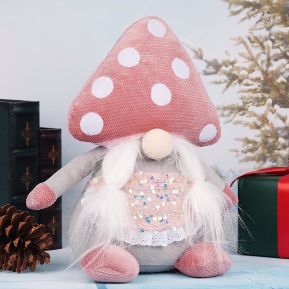 None | Toys | Pink And Gray Gnome Plush Decor Nwt | Poshmark